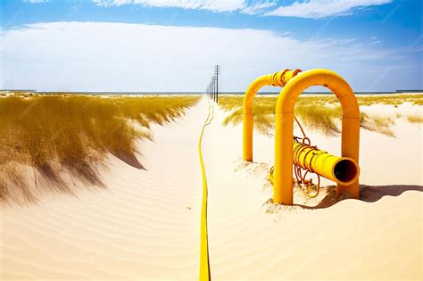 Premium Photo Yellow Gas Pipeline Spanning On Sand Beach In Summer