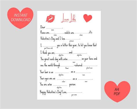 Free Mad Libs Love Letter Printable Download Free Mad Libs Love Letter
