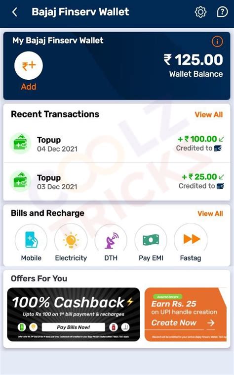 Bajaj Finserv App Flat ₹125 Cashback Offer ₹100 Recharge Free