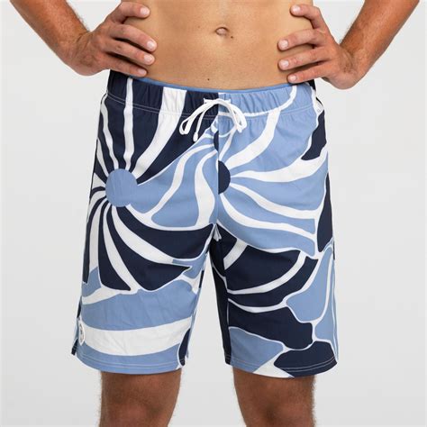 Mens Long Swim Shorts 100 Flo Blue