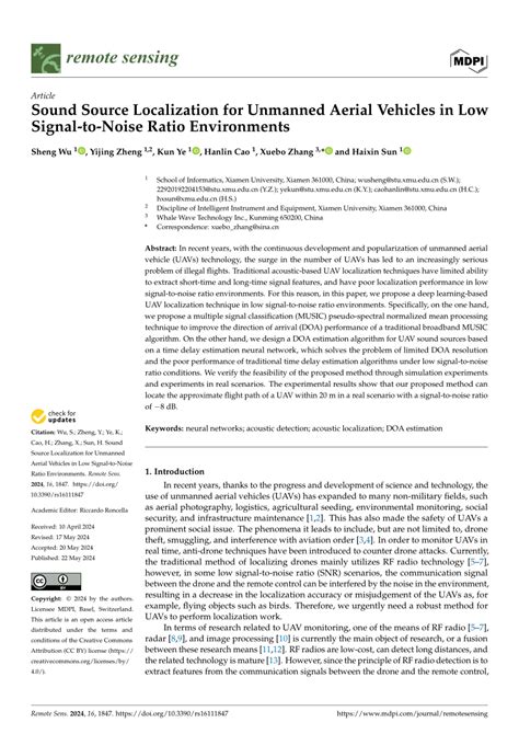 Pdf Sound Source Localization For Unmanned Aerial Vehicles In Low Signal To Noise Ratio
