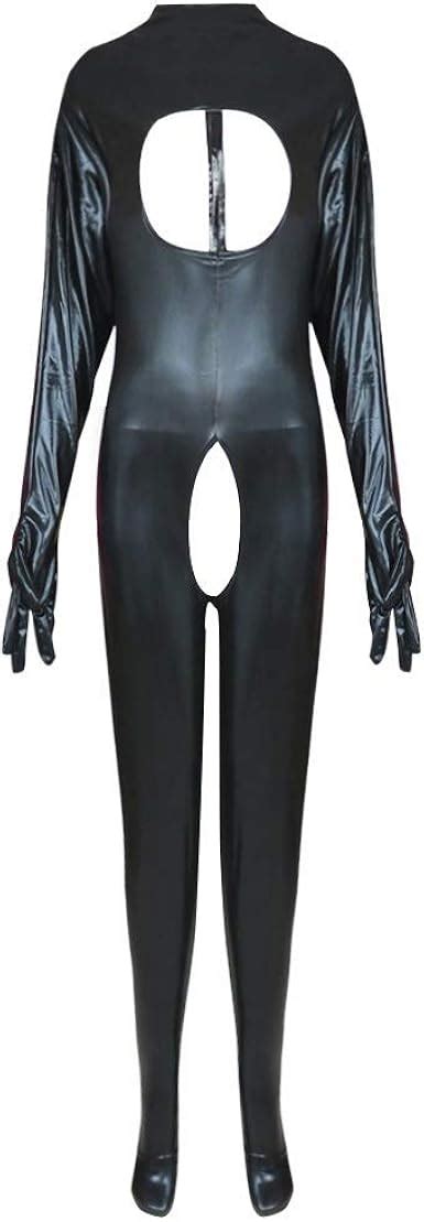 Yuumin Damen Wetlook Leder Body Ganzkörper Sexy Lack Latex Ouvert