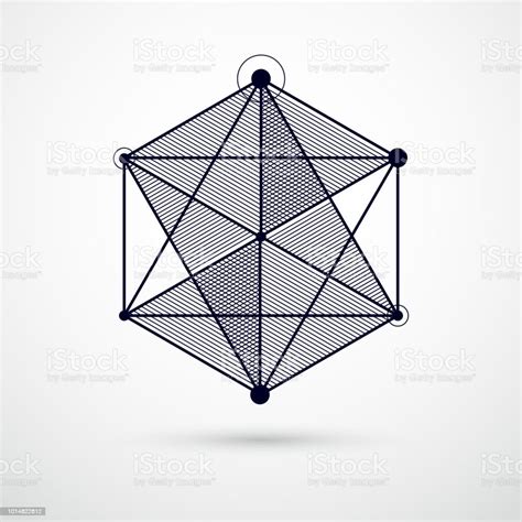 벡터 라인 및 3d 큐브를 사용 하 여 만든 흑인과 백인 산업 시스템의 그림입니다 현대 기하학적 구성 서식 파일 및 레이아웃으로