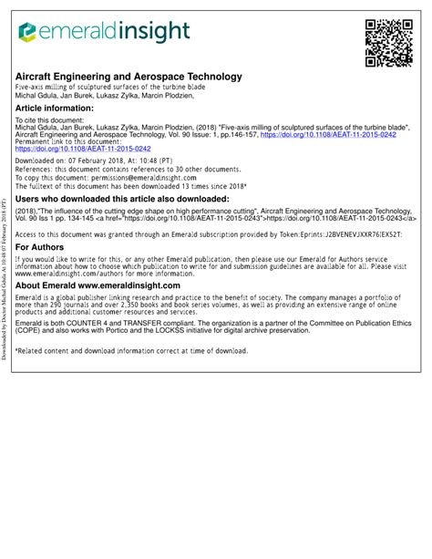 Pdf Five Axis Milling Of Sculptured Surfaces Of The Turbine Blade