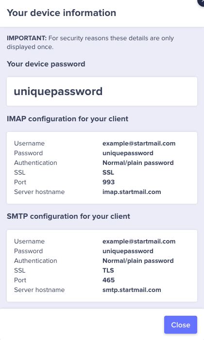 Configure A Trusted Device Imap Password Startmail