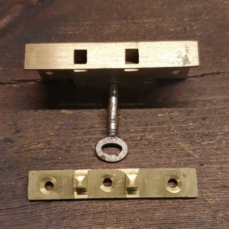 Vintage 3” Antique Half Mortise Chest Brass Box With Lock Tooltique