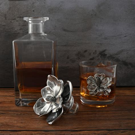 Arthur Court Magnolia Glass Whiskey Decanter With Pair Of Glasses Wayfair