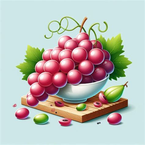 Виноград векторная мультфильмная иллюстрация Премиум Ai