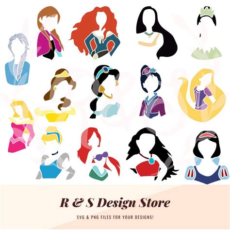 Princess Silhouettes Colour Faceless Outlines Mermaid Queen Png