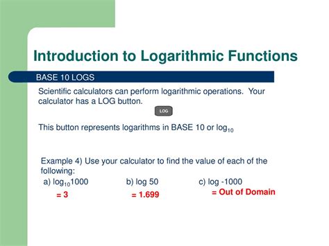 Introduction To Logarithmic Functions Ppt Download