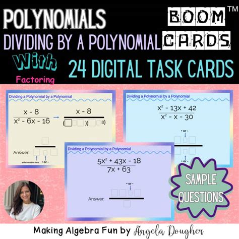 24 Boom Cards Set 4 Operations With Polynomials Dividing By A Polynomial