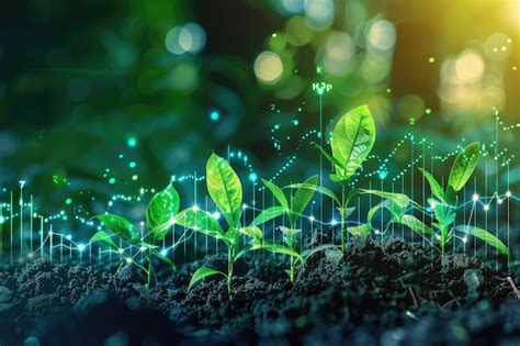 Green Shoots Of Growth With Data Visualization Premium Ai Generated Image