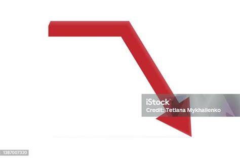 빨간색 화살표 아래로 가을 아이콘 경기 침체 붕괴 증권거래소 의 주식 감소 감가상각 유가증권 하락 금융 붕괴 과정 파산의 개념 벡터 차트 3차원 형태에 대한 스톡 벡터 아트