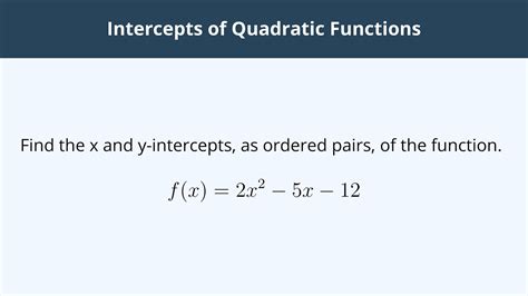 Intercepts Of Quadratic Functions 2 Youtube