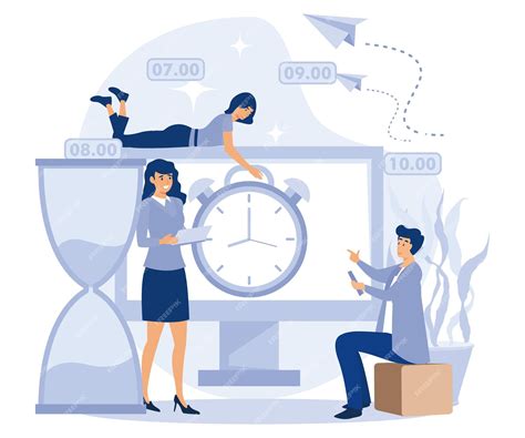 알람 시계가 울리는 좋은 아침 개념 사람들은 아침에 일어나 일상을 따릅니다 프리미엄 벡터