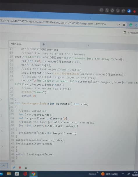 Solved Instructions Write A C Function Lastlargestindex