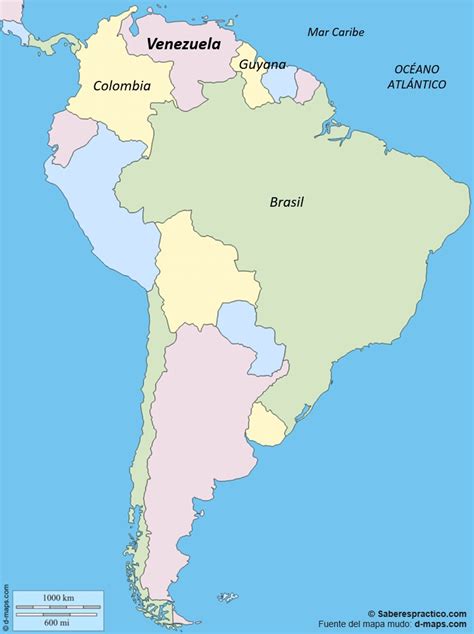 Límites De Venezuela Con Mapa — Saber Es Práctico
