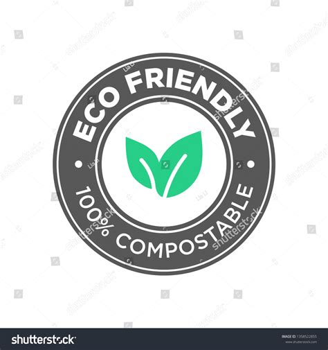 Eco Friendly 100 Compostable Icon Round Stock Vector Royalty Free