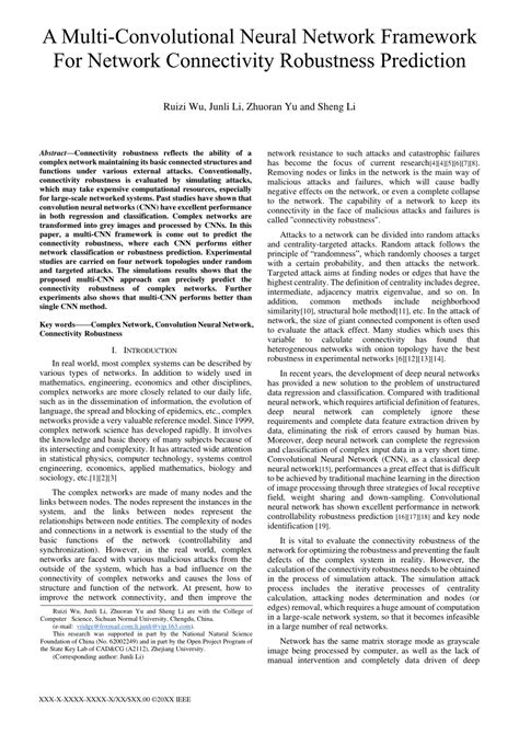 Pdf A Multi Convolutional Neural Network Framework For Network Connectivity Robustness Prediction