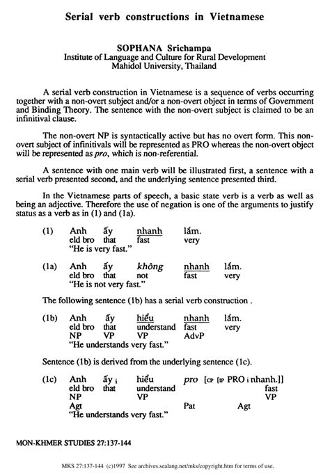 pdf serial verb constructions in vietnamese