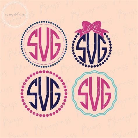 Monogram Frame Bundle Svg Name Frame Png Digital Download Cricut