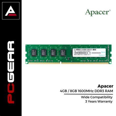 Apacer Ddr3 1600mhz Ram Desktop Laptop Pcgear