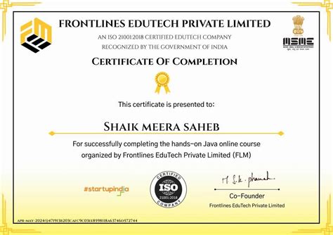 Shaik Meera Saheb On Linkedin Java Certification