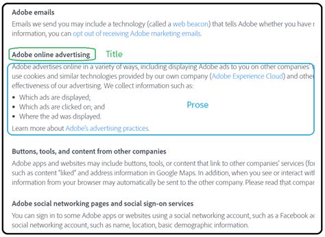 Organization Of A Web Page Into Title And Prose Sections