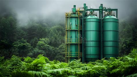 Green Biofuel Plant Amid Lush Greenery A Sustainable Solution For