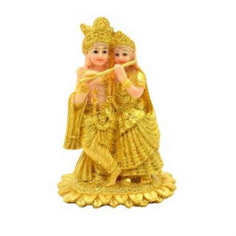 Golden Radha Krishna Marble Statue For Worship Sizedimension 7l X