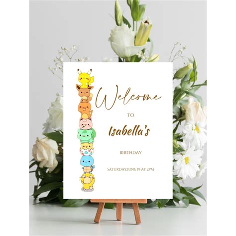 Pokemon Welcome Sign Pikachu Birthday Party Sign Birthday Etsy