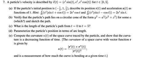 Solved A Particle S Velocity Is Described By Chegg
