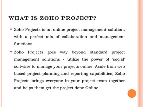 Zoho Project Presentation Ppt Computer Software And Applications Computing