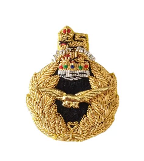 Raf Air Rank Beret Badge Kings Tudor Crown Wire Embroided Royal