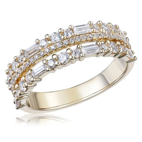 78ctw Round And Baguette Diamond Yellow Gold Ring Reeds Jewelers