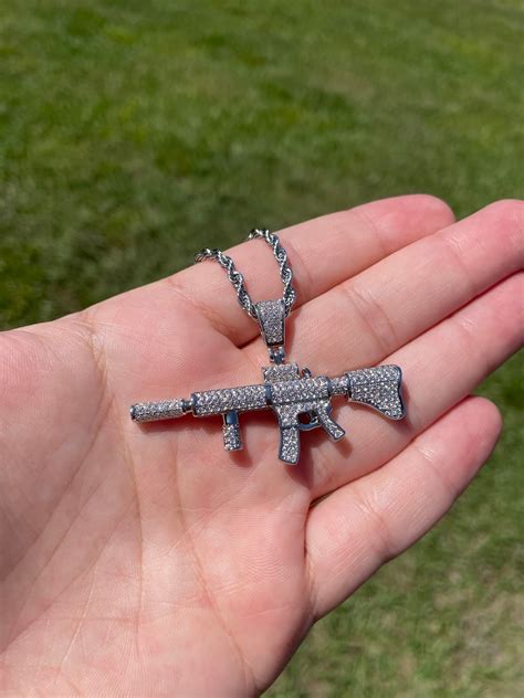18k Gold Iced Out Tommy Gun M4 Ak47 Gun Assault Rifle Carbine Etsy