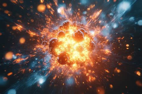 Explosive Burst Of Energy With Swirling Particles In A Cosmic Backdrop Stock Illustration