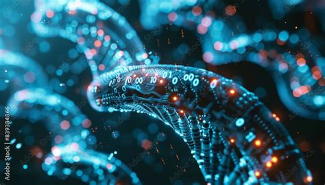 DNA Strands As Data Cables Biometric Fingerprint Patterns Sleek