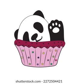 Cute Panda Waving Paw Cartoon Vector Stock Vector Royalty Free