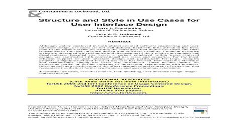 structure and style in use cases for user interface design · 2019 6