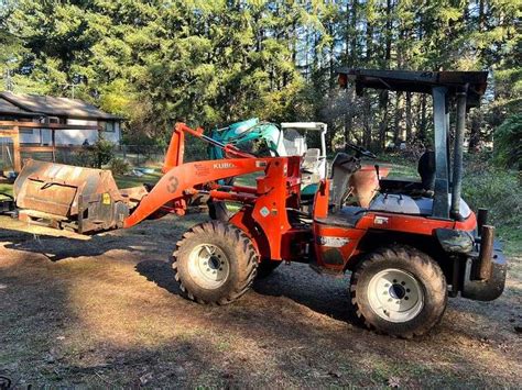 Kubota R520 4 X 4 Articulating Wheel Loader Gp Bucket Forks Hour