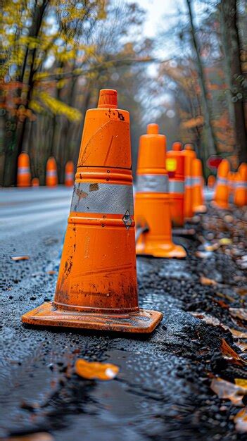 Temporary Traffic Control Devices Guiding Road Repairs Or Redirecting Traffic Premium Ai