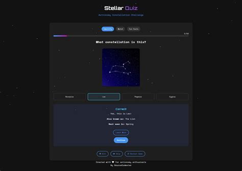 Astronomy Quiz App Using Html Css And Javascript With Source Code Sourcecodester