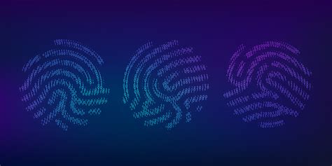 Set Of Binary Code Fingerprint Biometric Id Digital Key For Software Identification