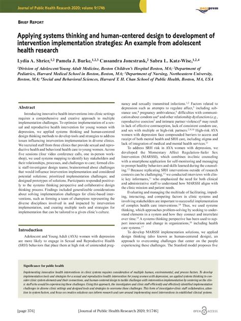 Applying Systems Thinking And Human Centered Design To Development Of