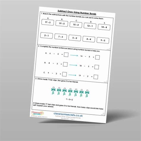 Year 1 Subtract Ones Using Number Bonds Discussion Problem Resource