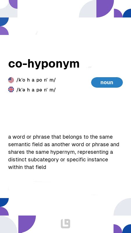Definition And Meaning Of Co Hyponym Picture Dictionary