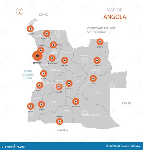 Vector Map Of Angola High Detailed Country Map With Division Cities