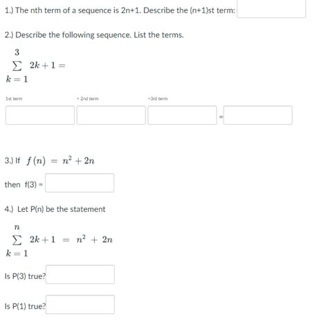 solved 1 the nth term of a sequence is 2n 1 describe the