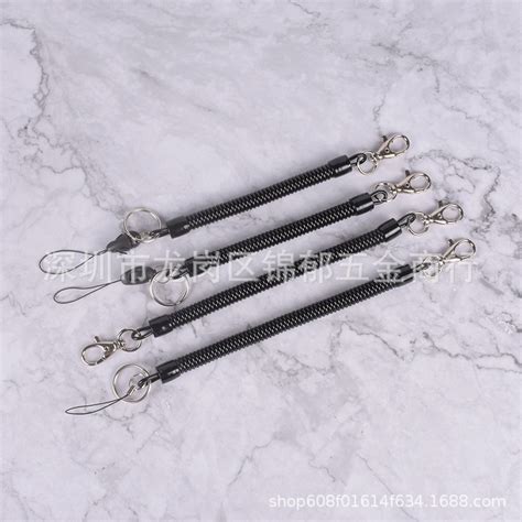 弹簧绳 直销 290mm狗仔扣钩防丢黑色弹簧绳批发小物件弹力挂链 阿里巴巴
